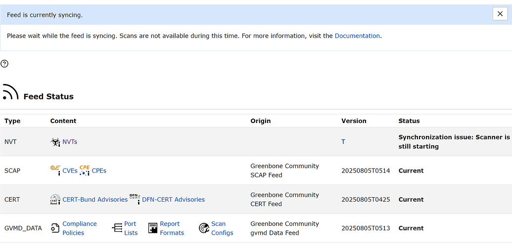 Feed is currently syncing....no task can be started - Greenbone Enterprise - Greenbone Community ...